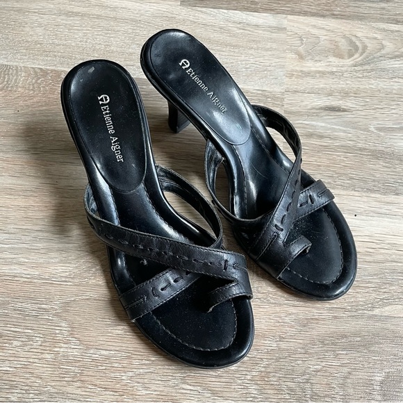 Etienne Aigner | Shoes | Black Heeled Sandals | Poshmark
